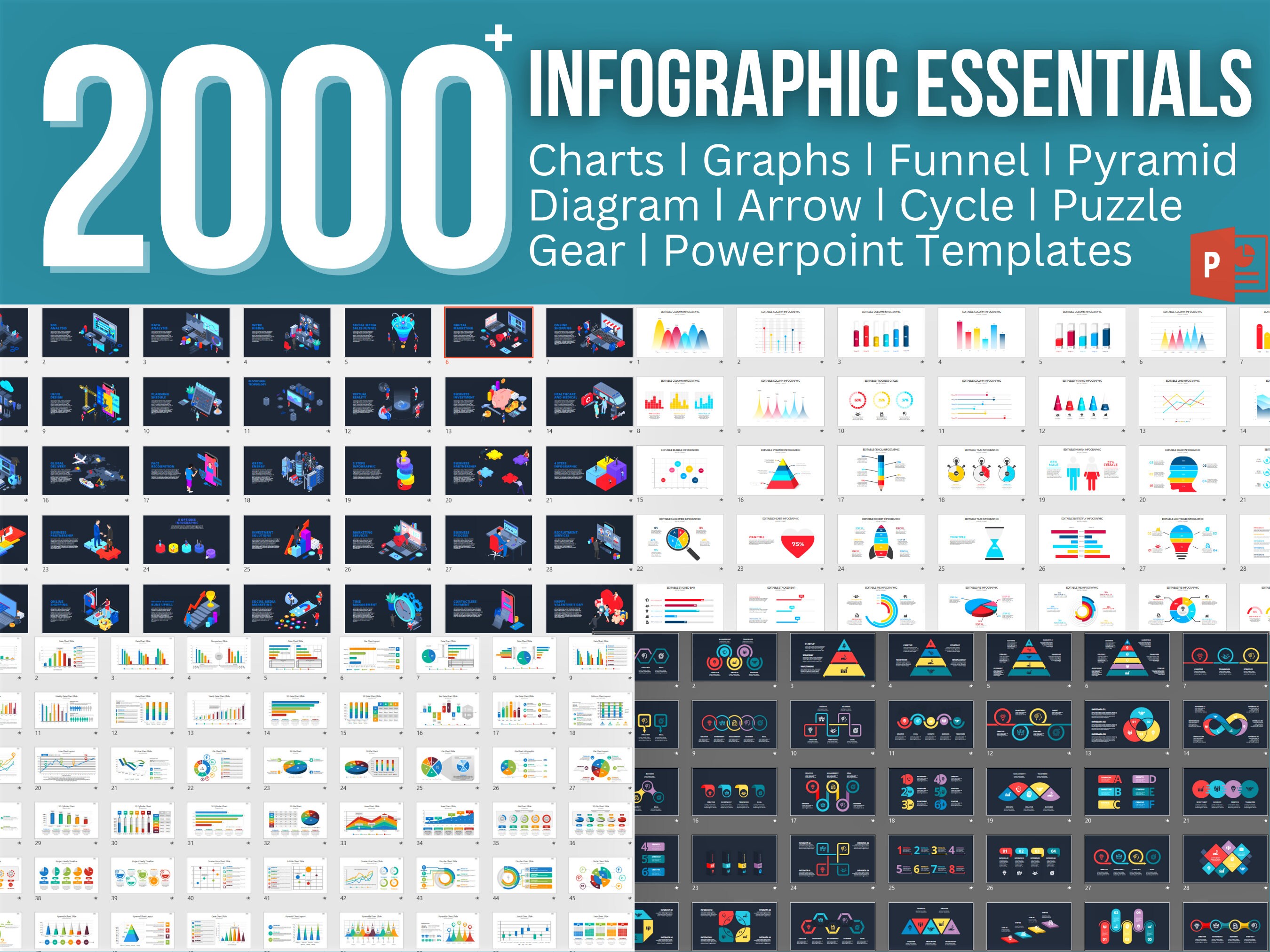 2000 Infographic Essentials: Charts ǀ Graphs ǀ Funnel ǀ - Etsy