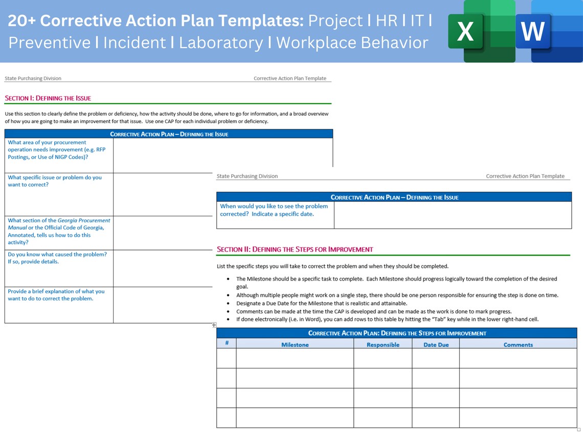 20+ Corrective Action Plan Templates: Project ǀ HR ǀ IT ǀ Preventive ǀ ...
