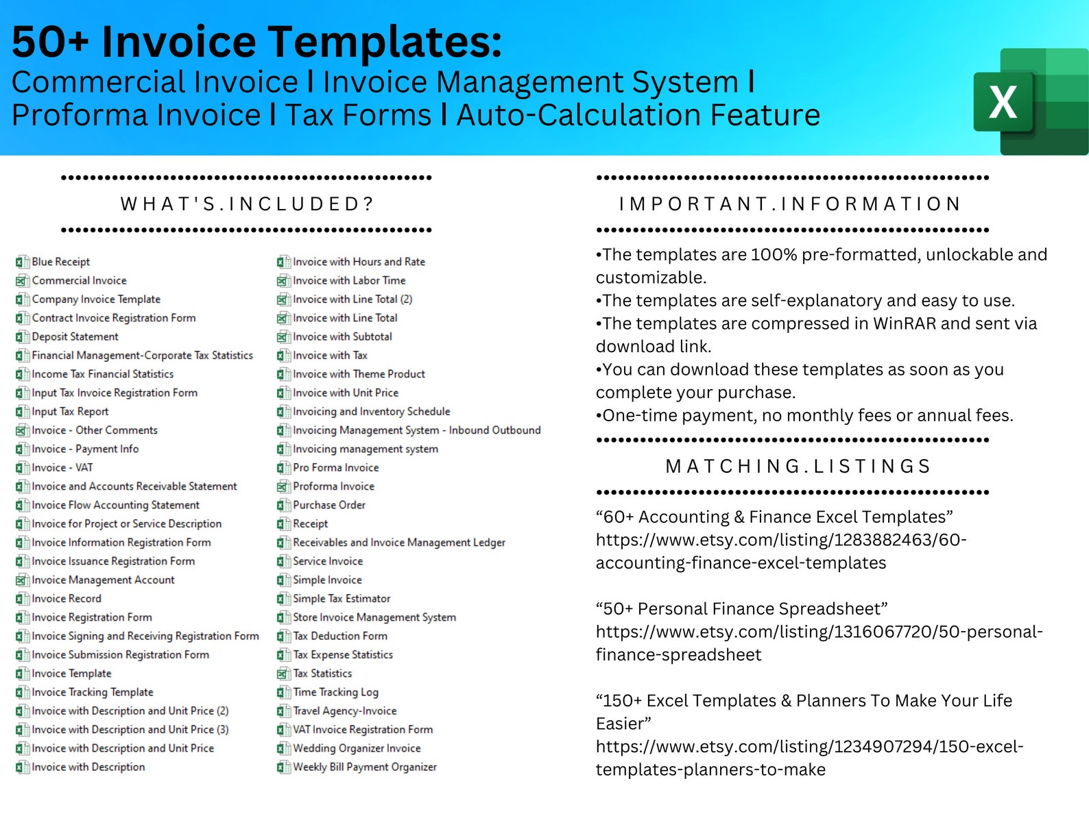 Buy 50+ Invoice Templates: Commercial Invoice ǀ Tax Forms ǀ Invoice ...