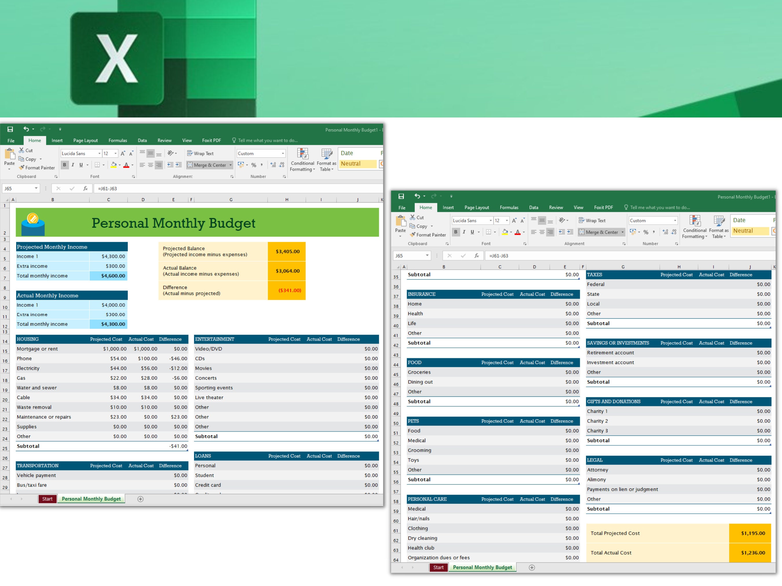 10 Budget Spreadsheet: Personal & Family - Etsy