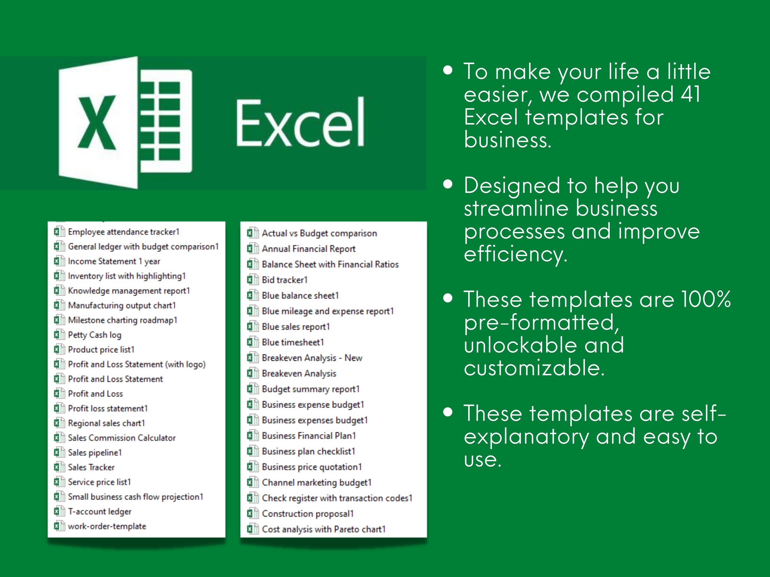 41 Excel Templates for Business Operations, Finance, Sales & Marketing ...