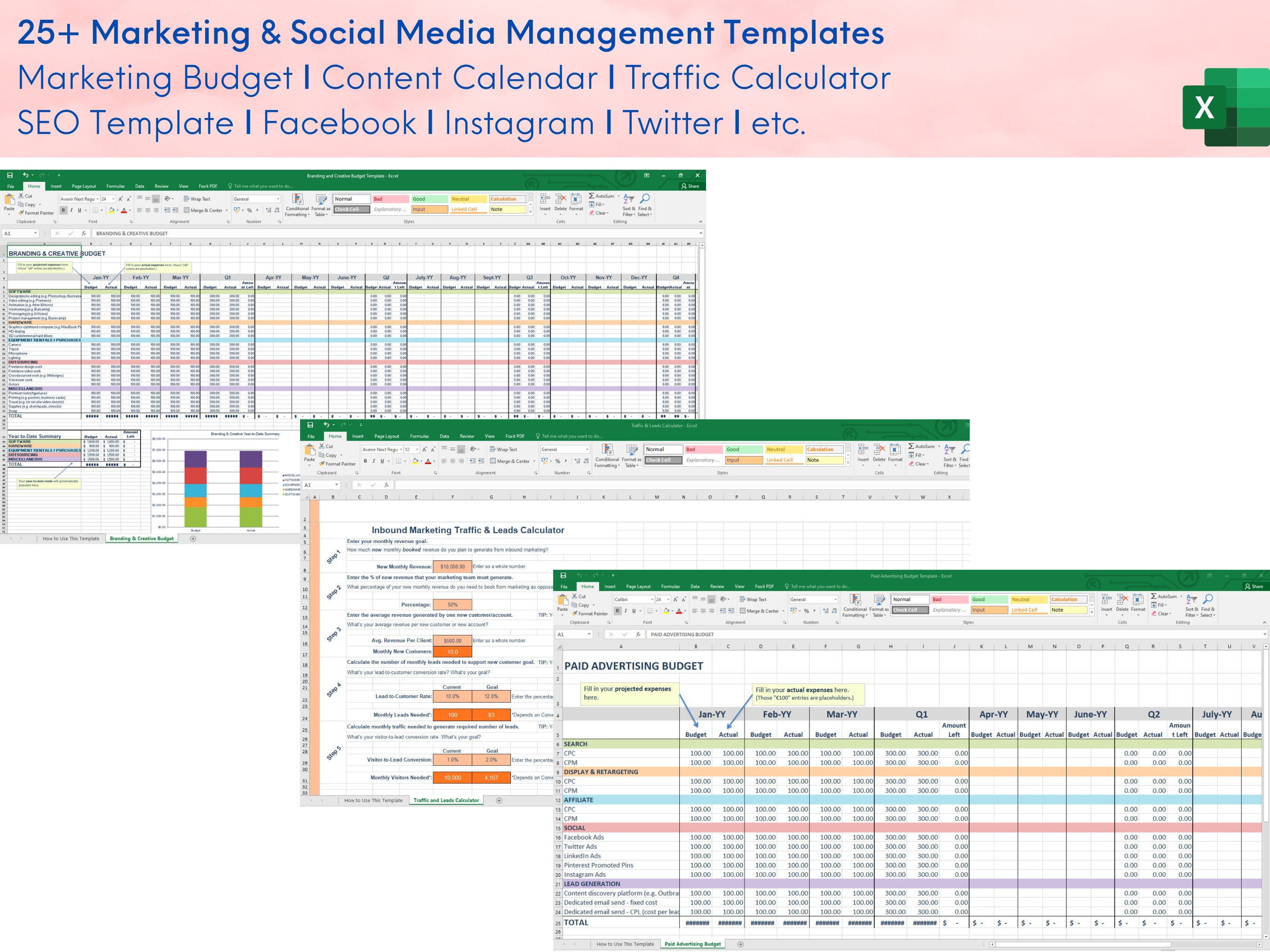 25 Marketing & Social Media Management Templates ǀ Marketing - Etsy
