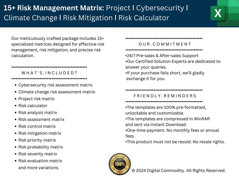 15+ Risk Management Matrix: Project ǀ Cybersecurity ǀ Climate Change ǀ ...