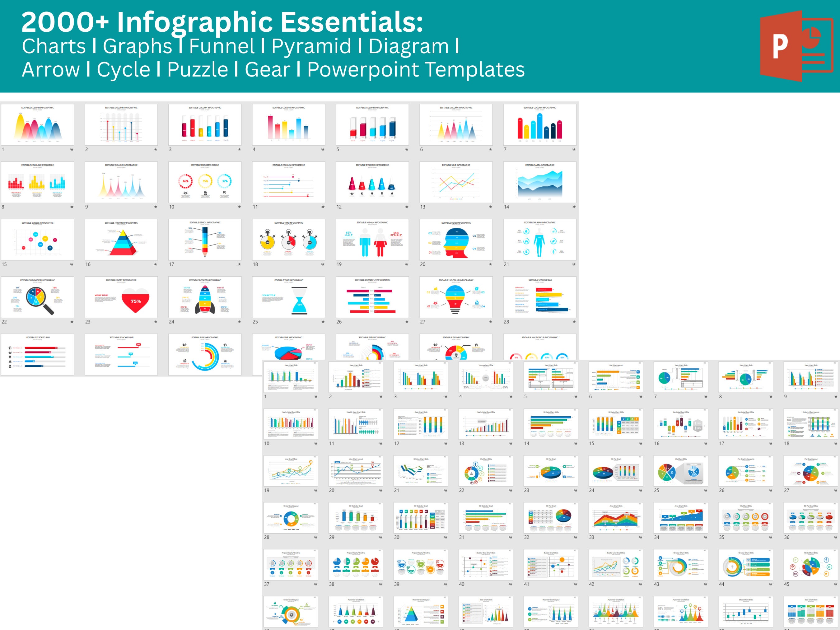 2000+ Infographic Essentials: Charts ǀ Graphs ǀ Funnel ǀ Pyramid ǀ ...