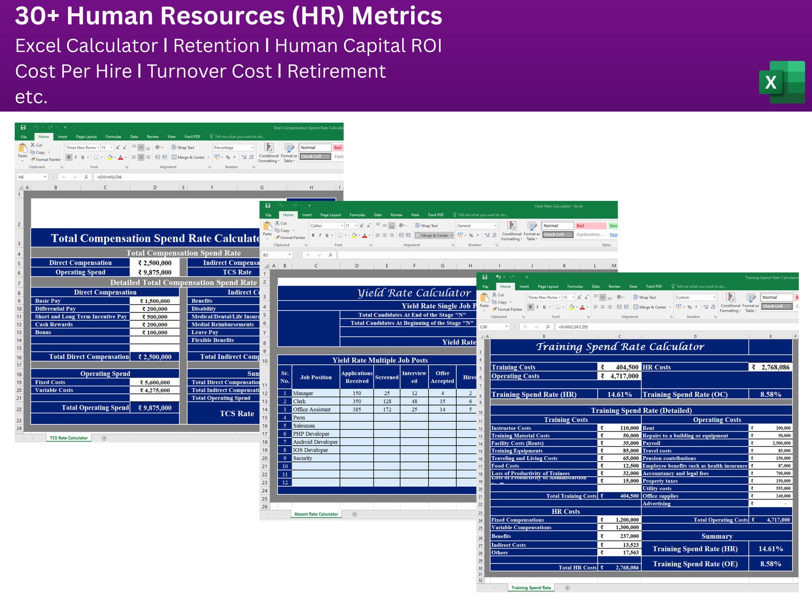 30 Human Resources HR Metrics ǀ Excel Calculator ǀ Human - Etsy