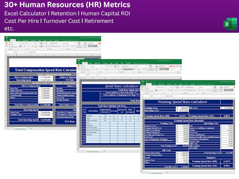 30 Human Resources HR Metrics ǀ Excel Calculator ǀ Human - Etsy