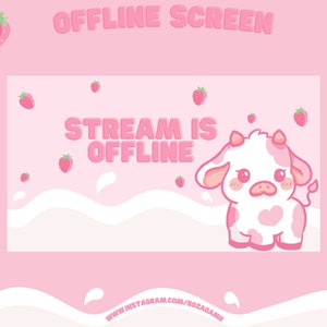 Strawberry Cow Twitch Overlays | Overlay Package | Animated Scenes ...