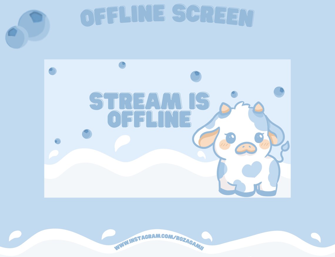 Blueberry Cow Twitch Overlays | Overlay Package | Animated Scenes ...