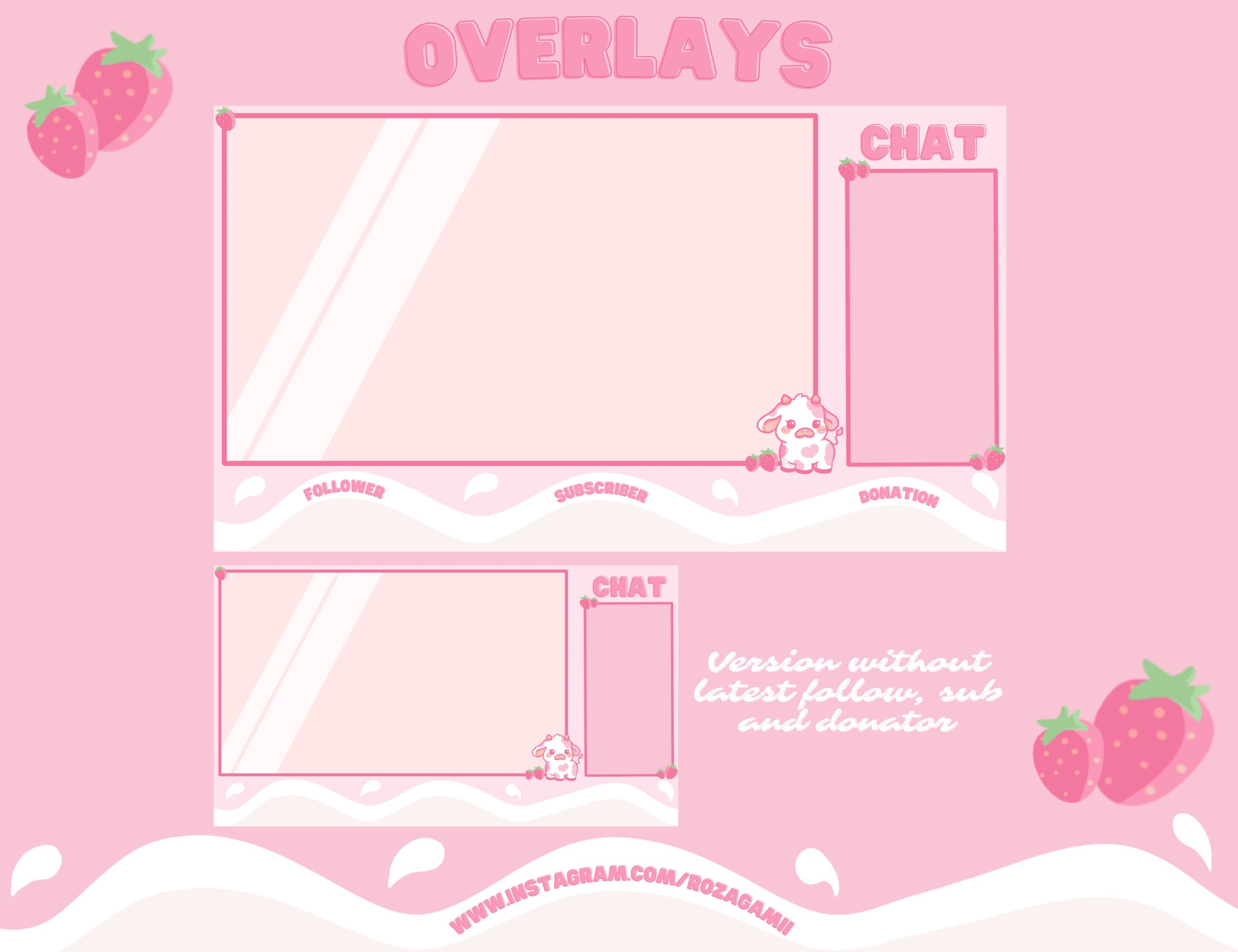Strawberry Cow Twitch Overlays | Overlay Package | Animated Scenes ...