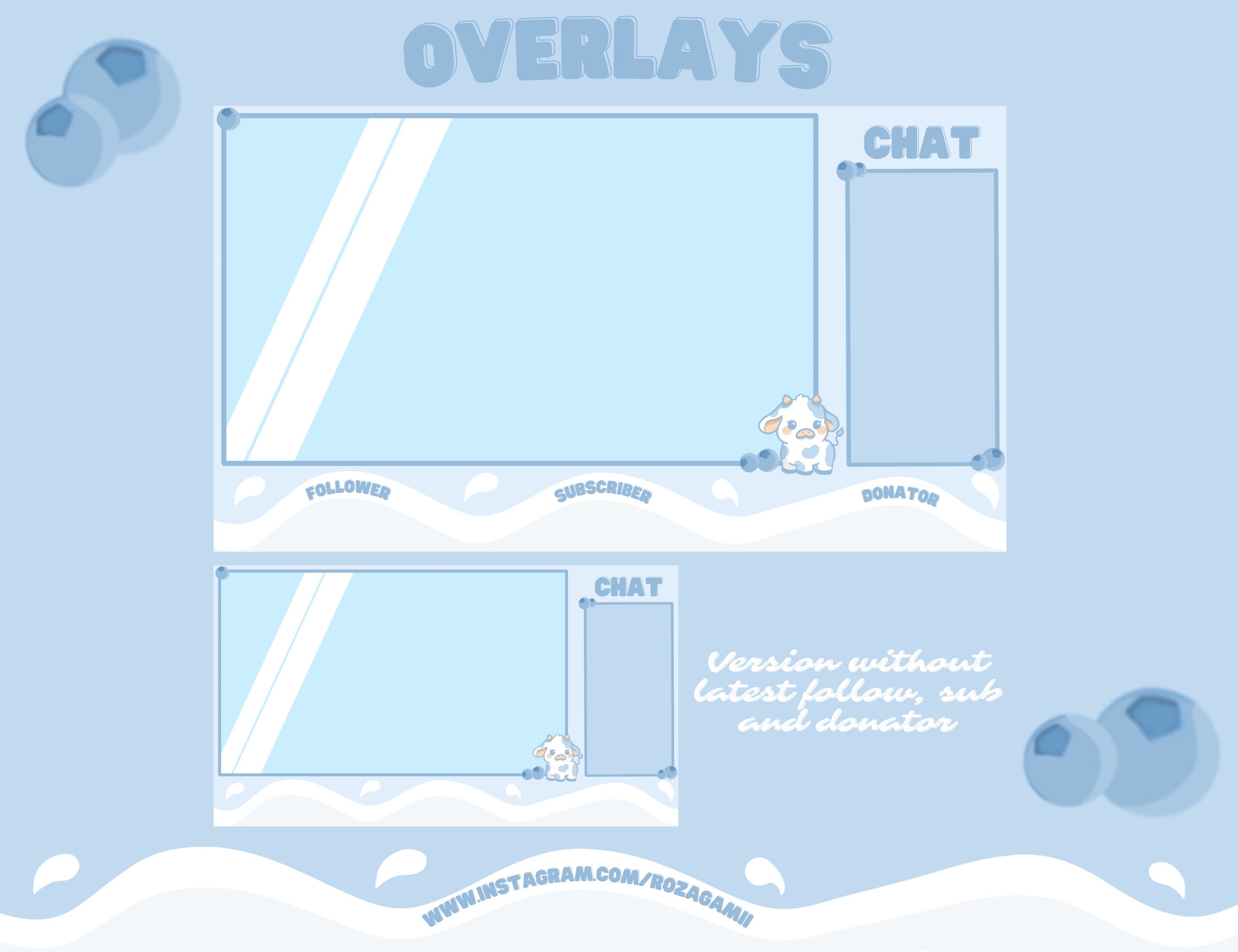 Blueberry Cow Twitch Overlays | Overlay Package | Animated Scenes ...