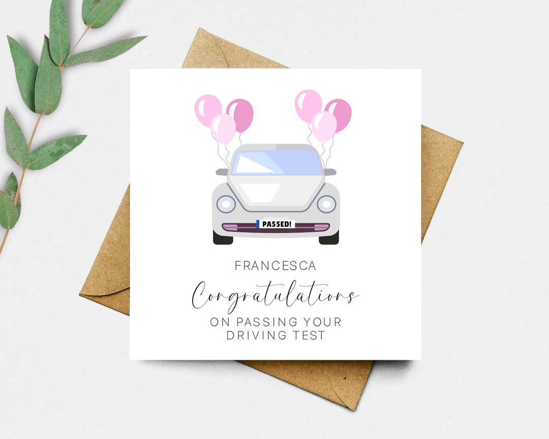 Personalised Driving Test Card - Congratulations Passed Driving Test ...
