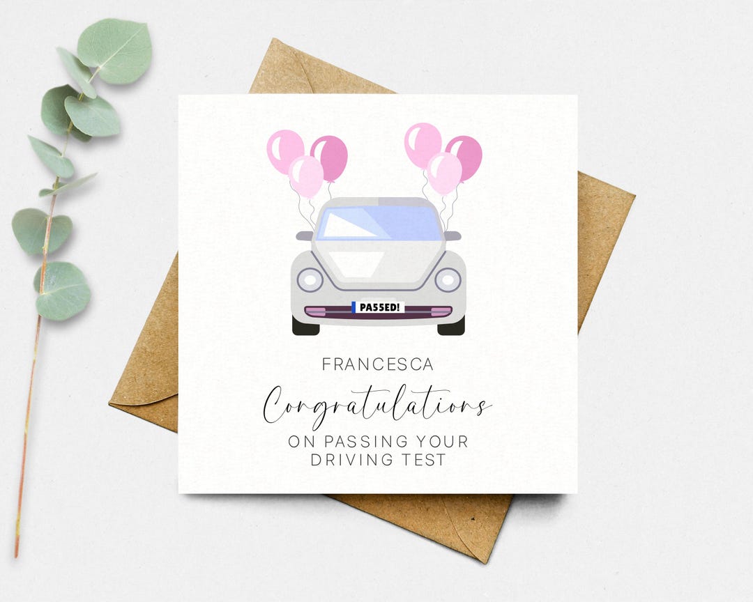 Personalised Driving Test Card - Congratulations Passed Driving Test ...
