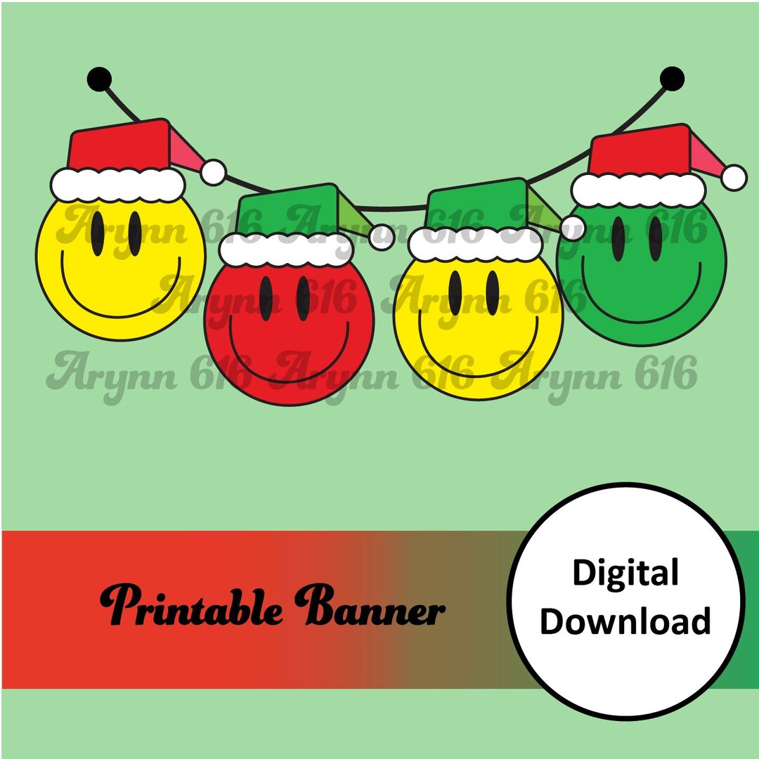 Printable Banner And/or Ornaments Smiley Faces Wearing a - Etsy