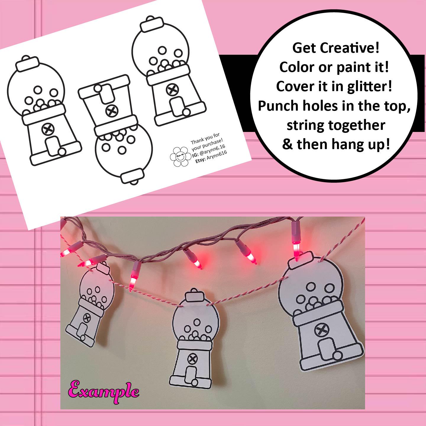 Printable Color in Banner And/or Ornaments! Gumball Machine! - Etsy