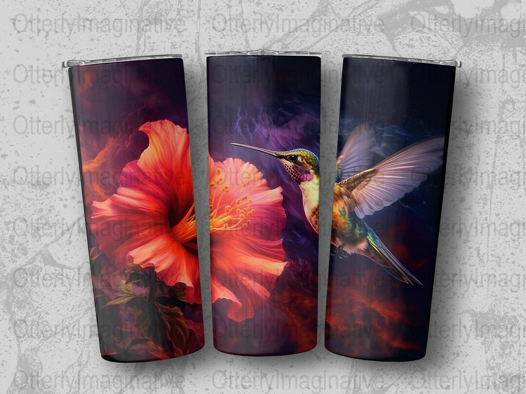 Mystical Bloom Hummingbird Fantasy Art 20oz Tumbler Design, Sublimation ...