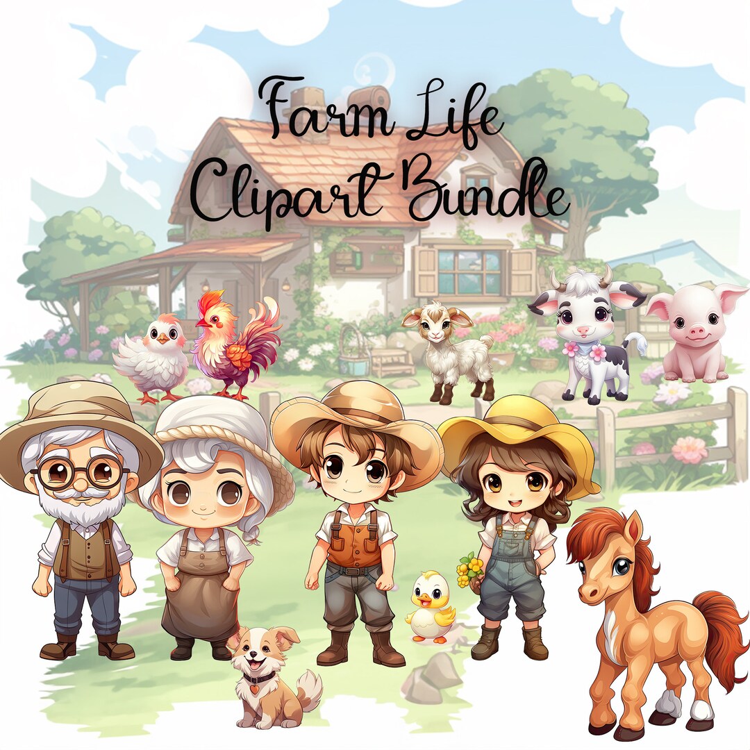 Anime Kawaii Farm Life Clipart Pack - 12 PNG Files, Cute Farm ...