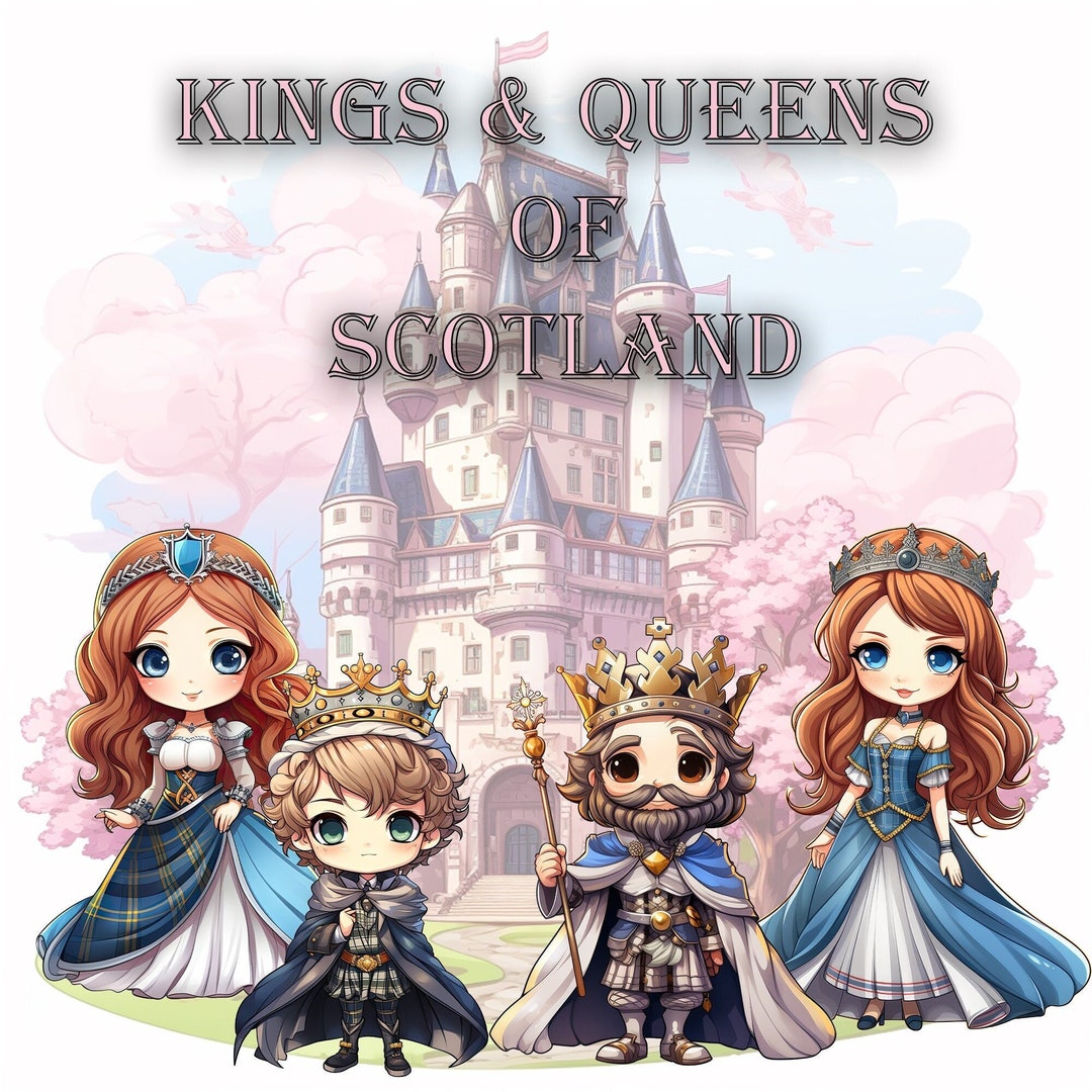 Anime King and Queen of Scotland Clipart, 4 Kawaii Characters PNG ...