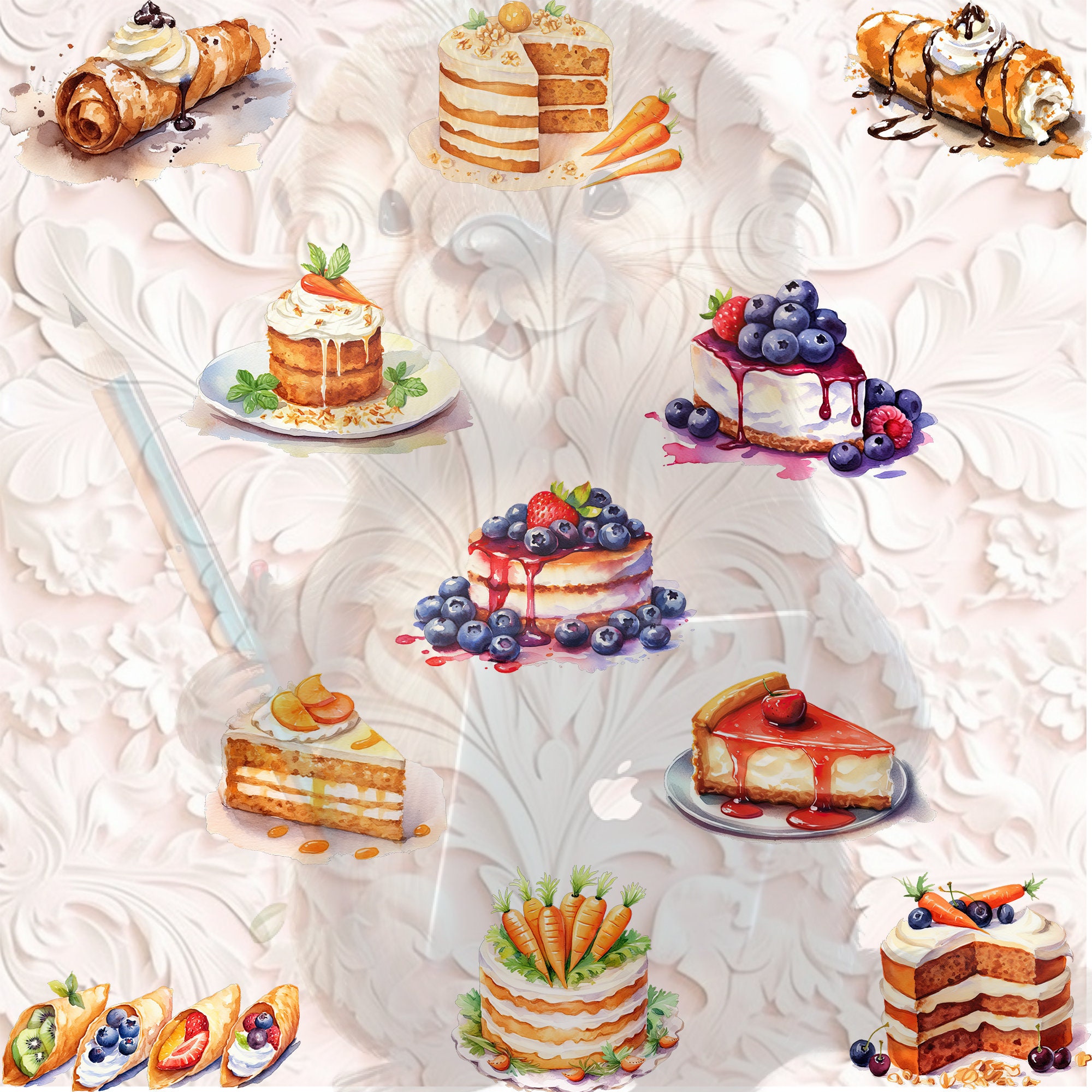 Watercolor Desserts 100 Clipart Bundle Digital Download - Etsy