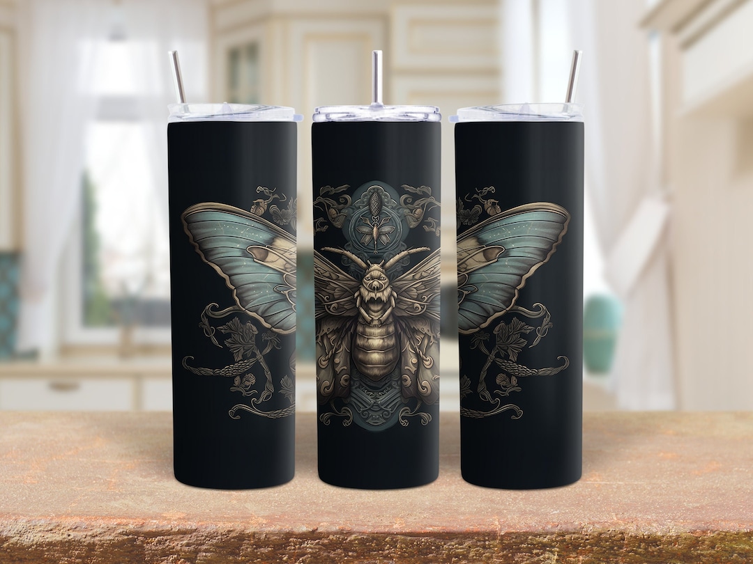 3D Moth Emblem - Sublimation Design for 20oz Skinny Tumblers - Digital ...