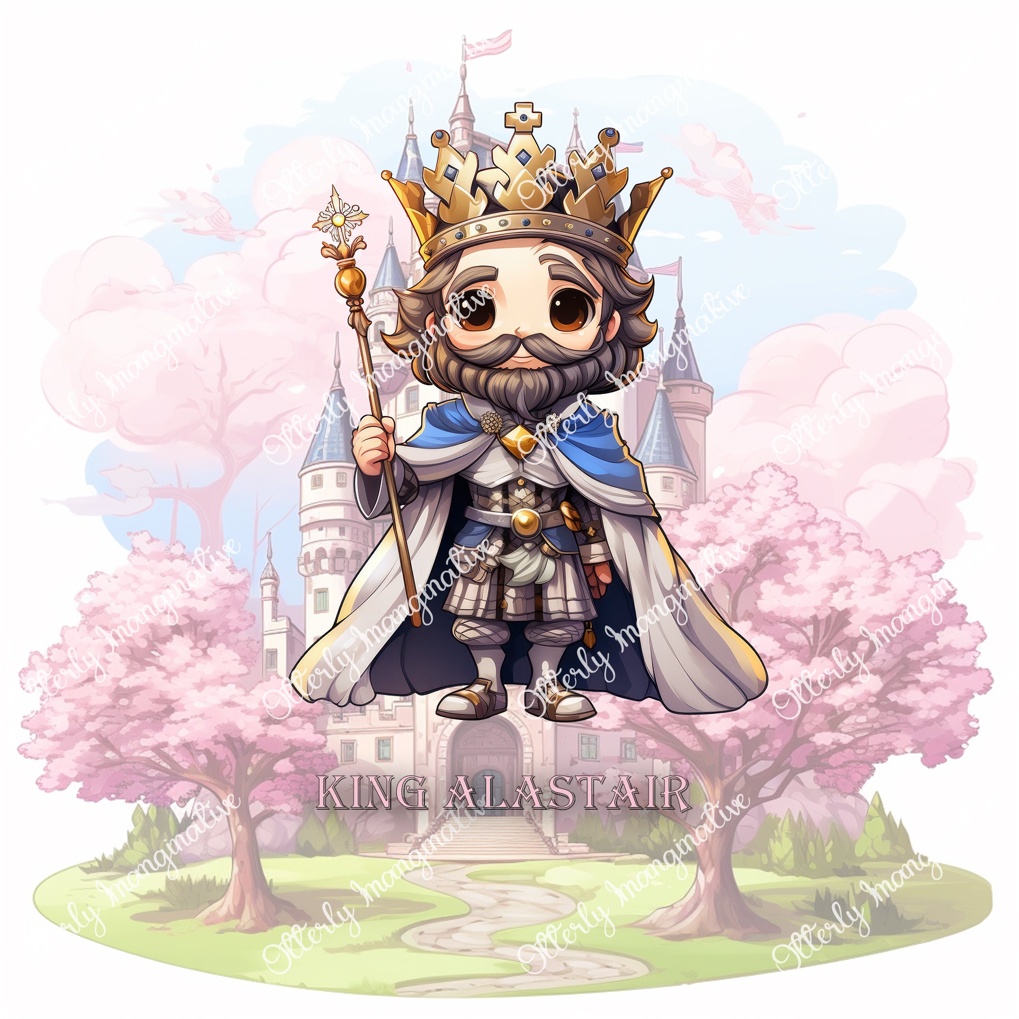 Anime King and Queen of Scotland Clipart, 4 Kawaii Characters PNG ...