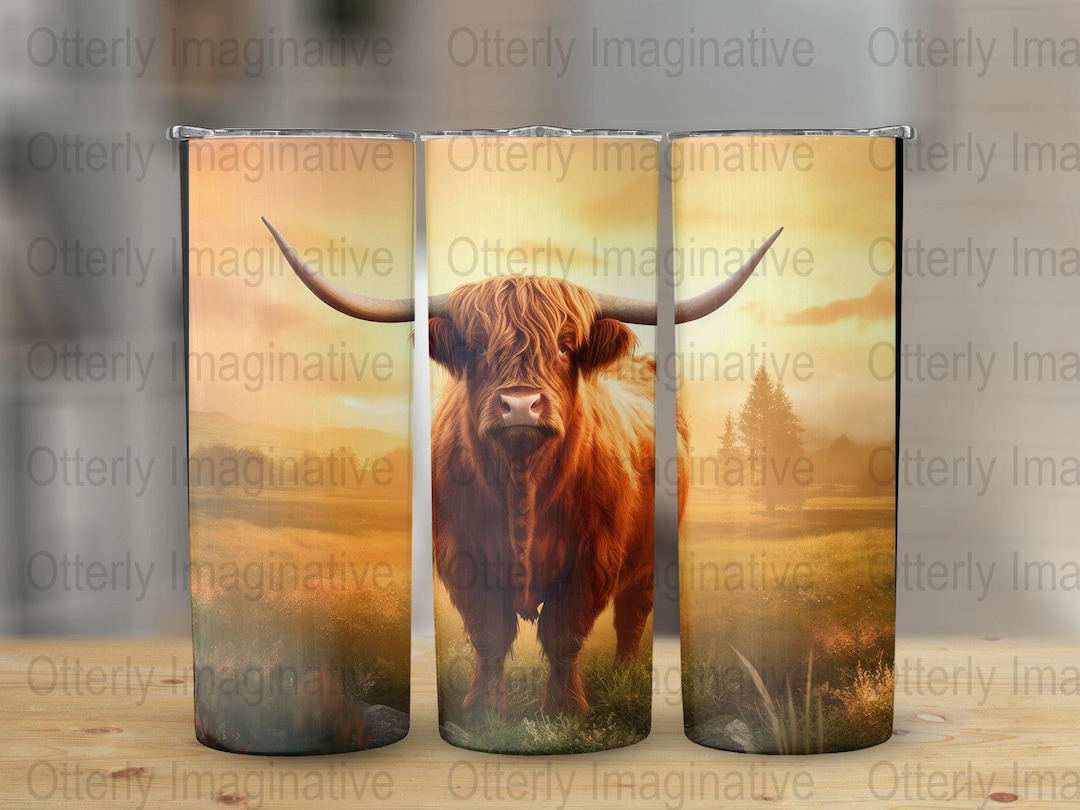Golden Horizons Highland Cow Fantasy Art 20oz Tumbler Design ...