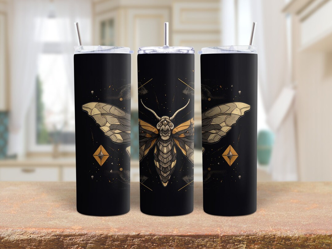 3D Moth Emblem - Sublimation Design for 20oz Skinny Tumblers - Digital ...