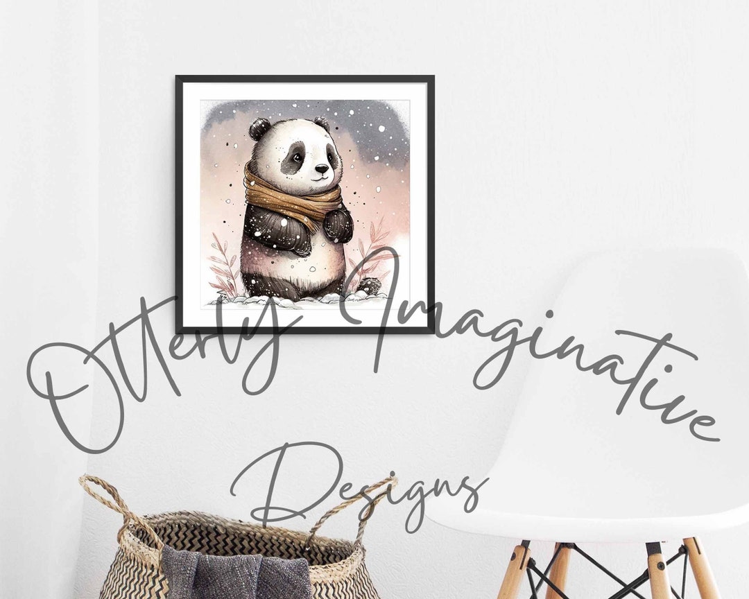 Winter Panda Bear Illustration PNG Digital Download, Digital Art Print ...