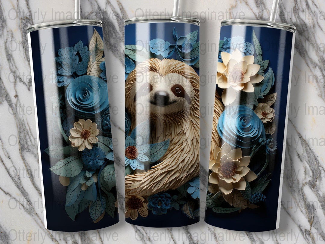 Serenade in Slow Motion Sloth Paper Quilling Art 20oz Tumbler Design ...