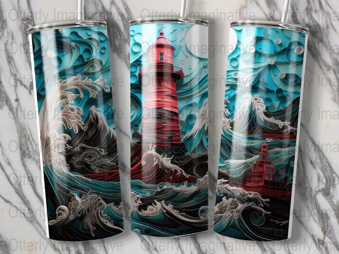 Whimsical Watchtower Lighthouse Paper Quilling Art 20oz Tumbler Design ...