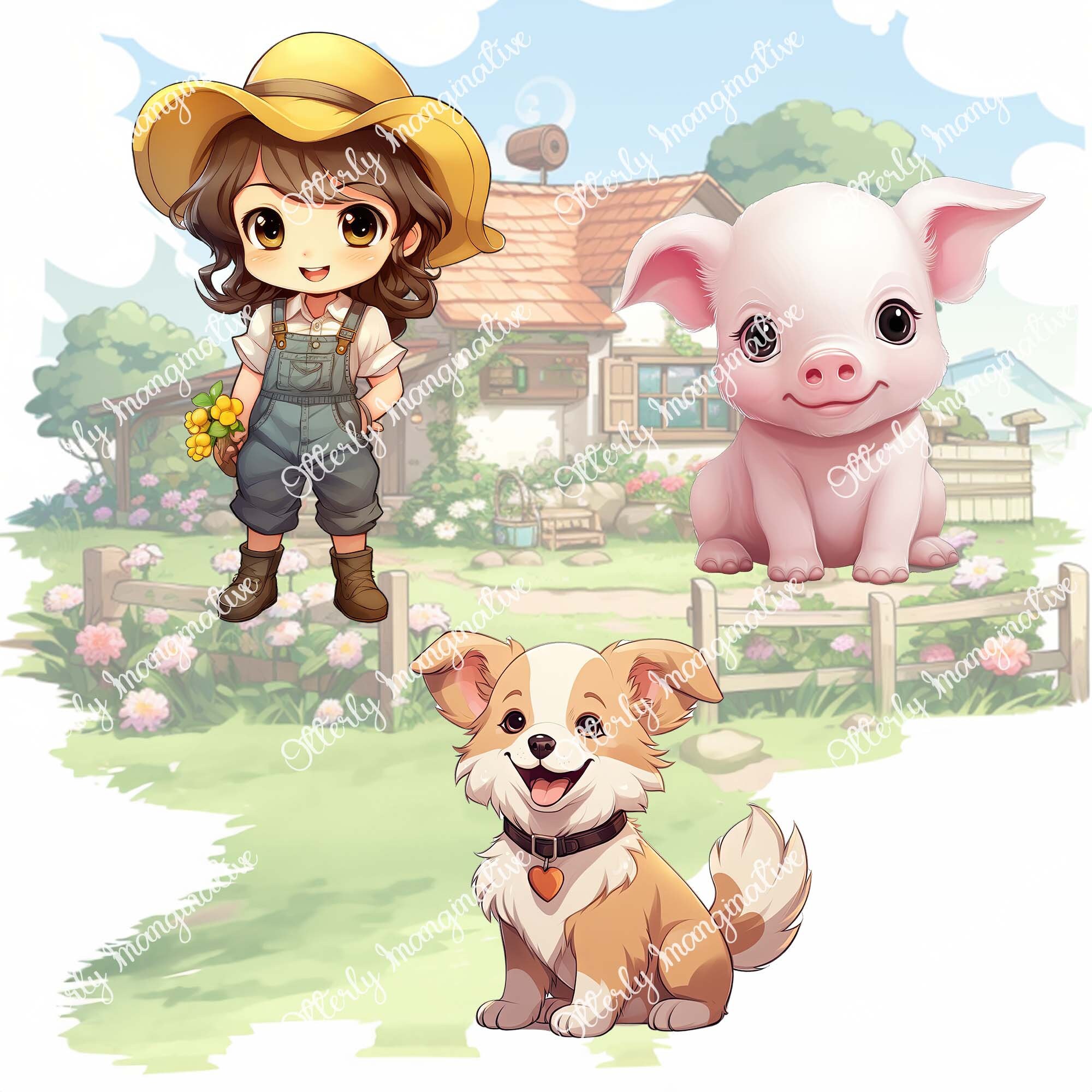 Anime Kawaii Farm Life Clipart Pack - 12 PNG Files, Cute Farm ...