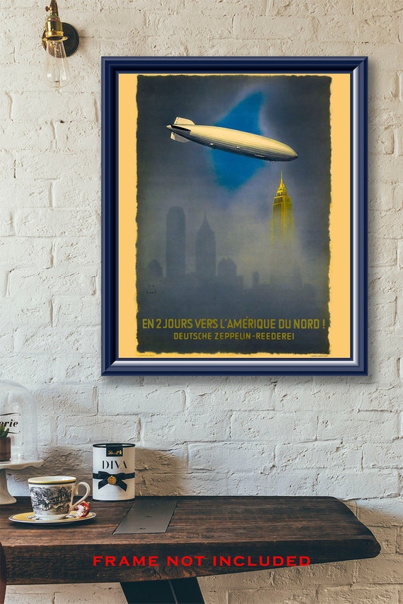 Hindenburg Over New York Poster Zeppelin Wall Art Download - Etsy