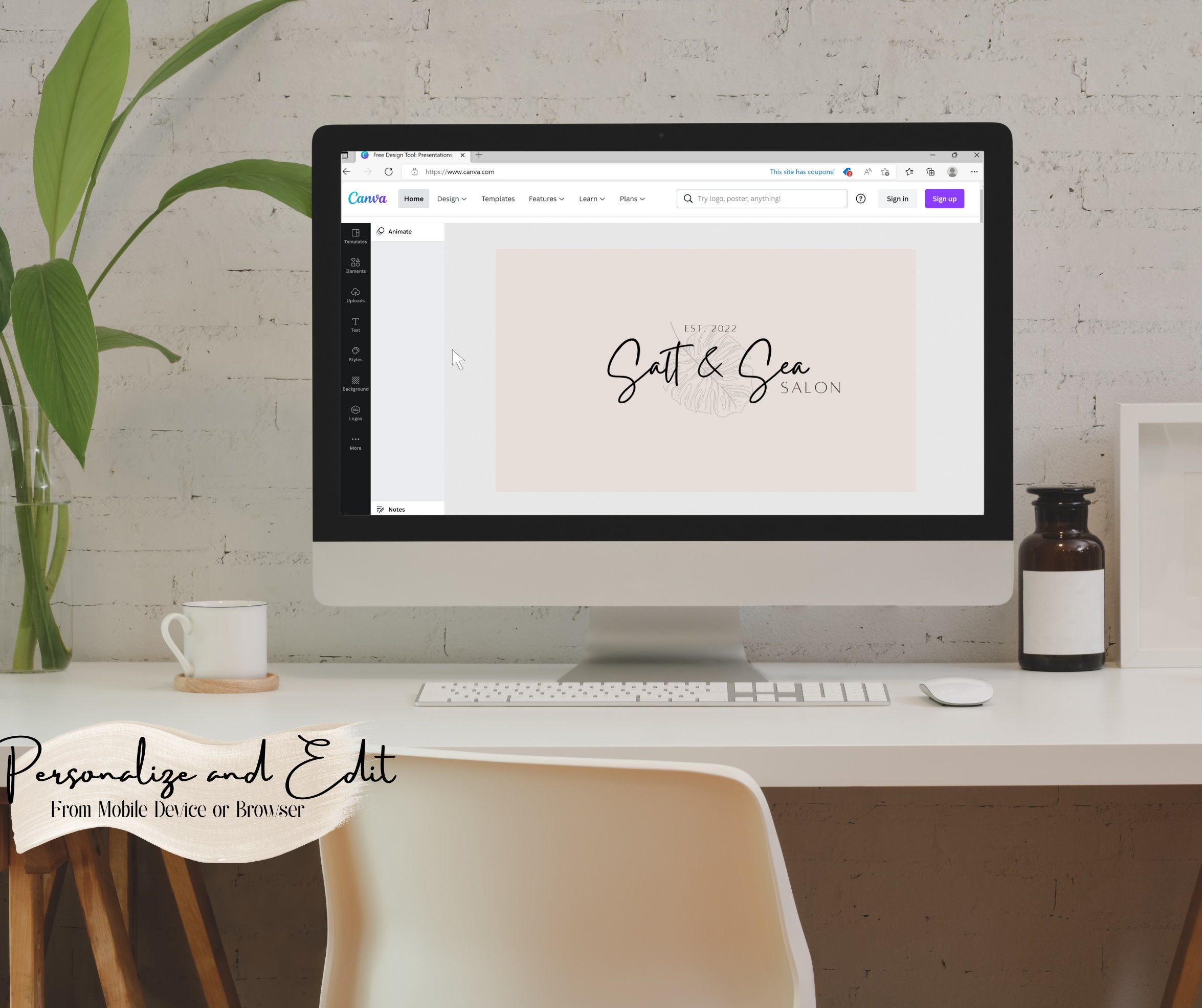 Editable Logo Design,modern Boho Logo, DIY Minimalist Neutral Logo ...