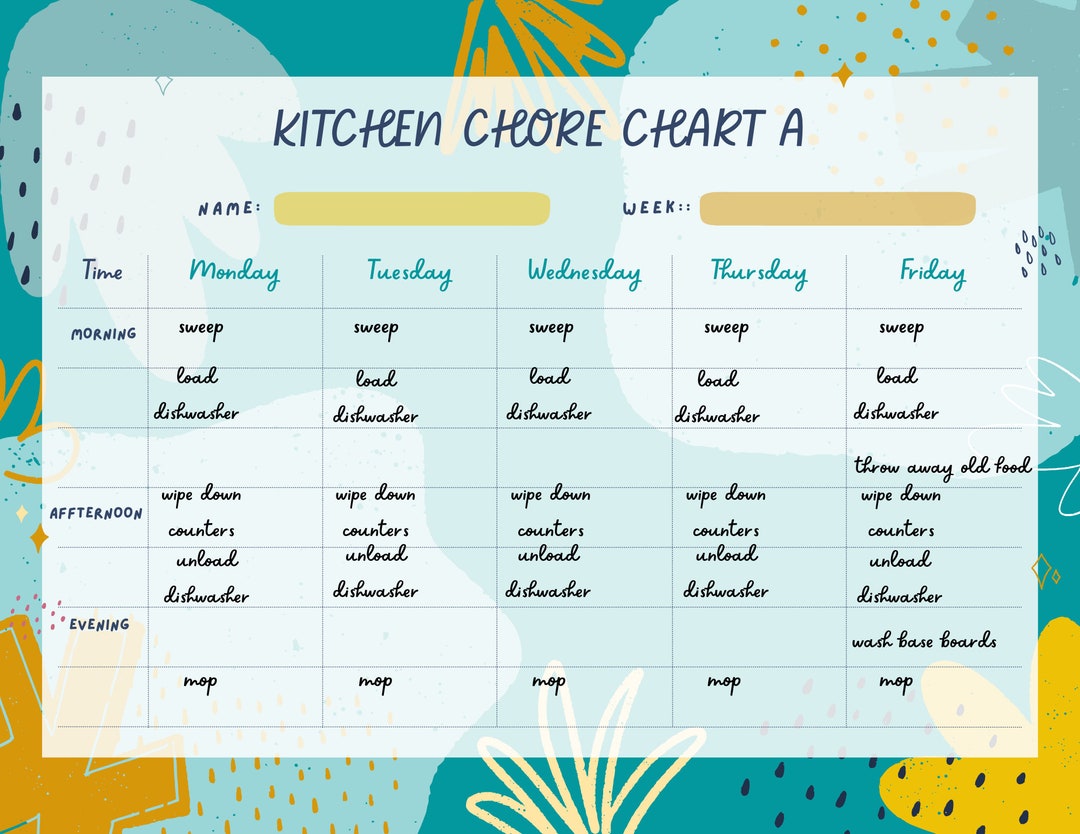 Chore Chart Printable - Etsy