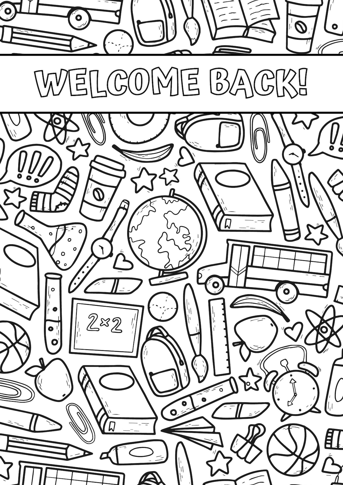 Welcome Back to School Coloring Pages - Etsy