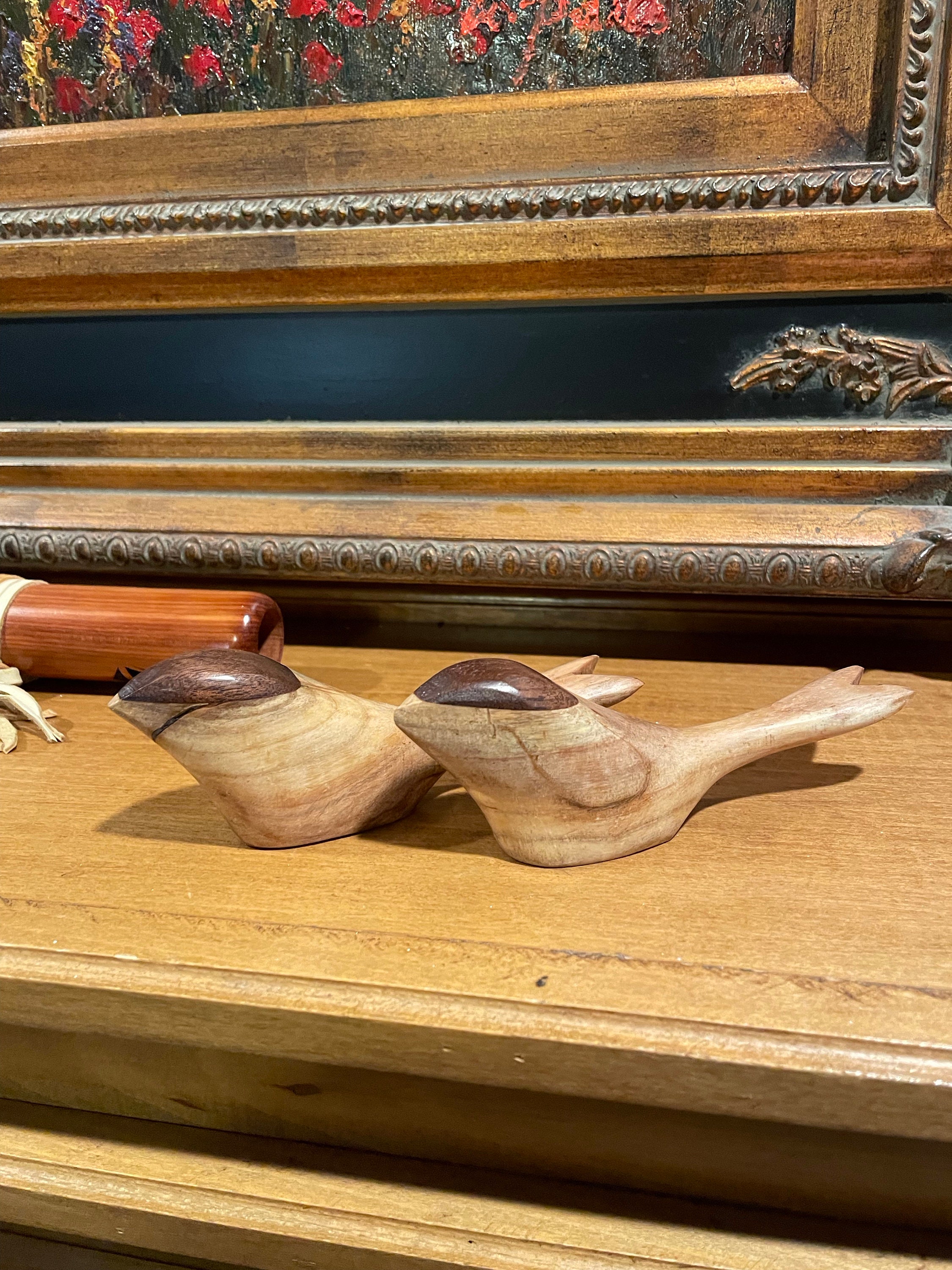 Pair of Hand-carved Chickadee Figurines - Etsy