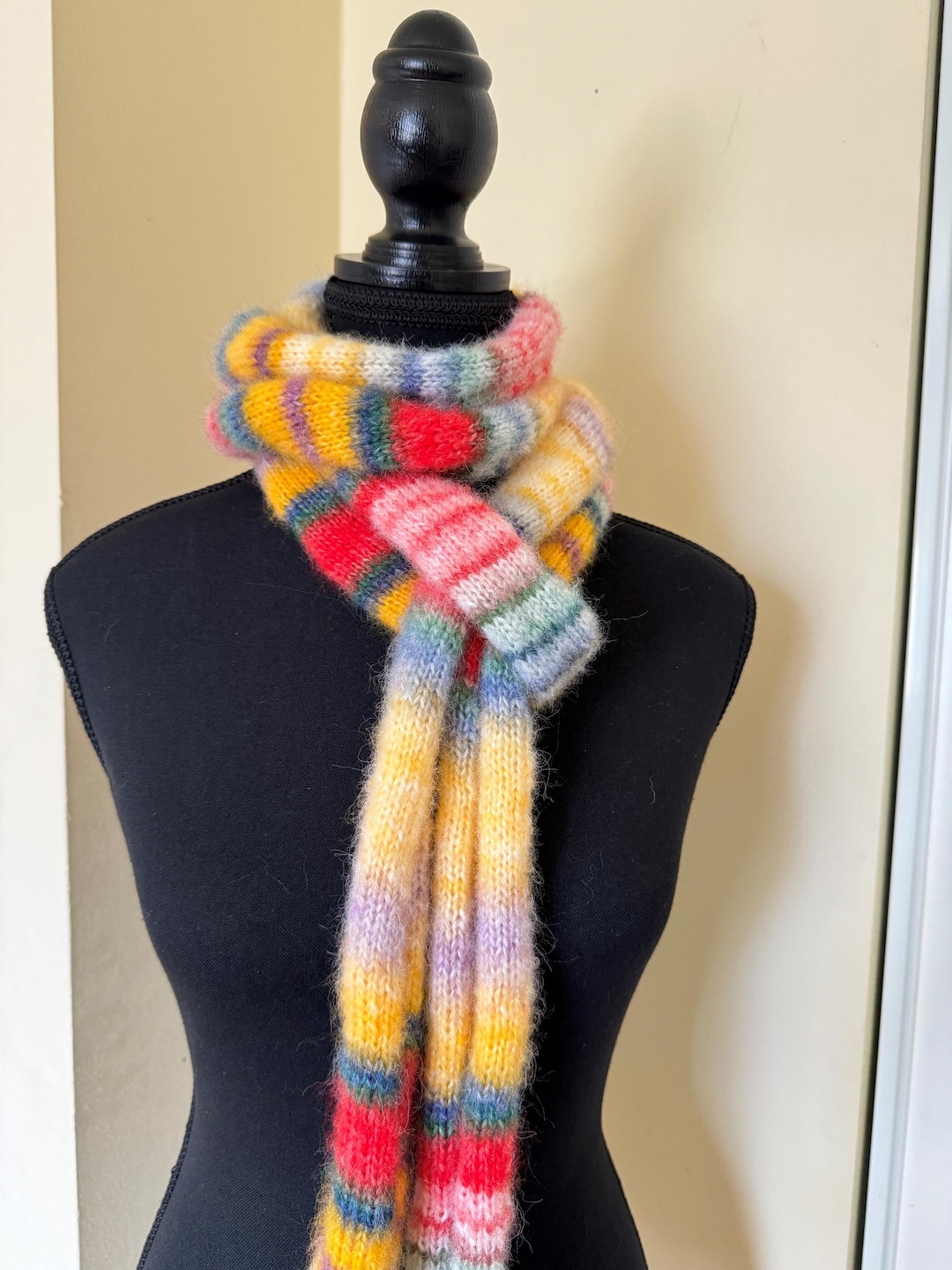 Long Skinny Scarf, Skinny Knitted Scarf, Skinny Fluffy Mohair Scarf ...