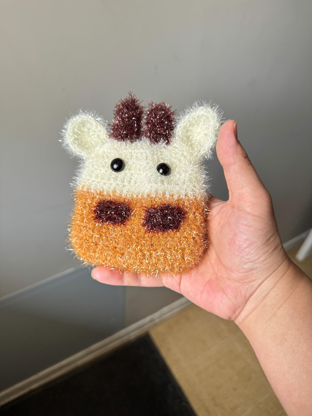 Handmade Dish Scrubby-animal Cow Design Large Size Crocheted Scrubber ...