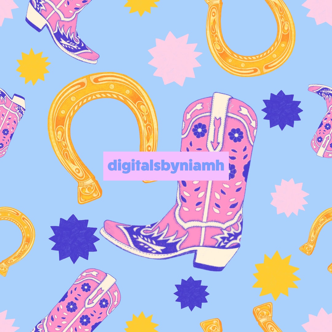 Cowboy Boot and Horse Shoe Western Seamless Repeating Pattern for ...