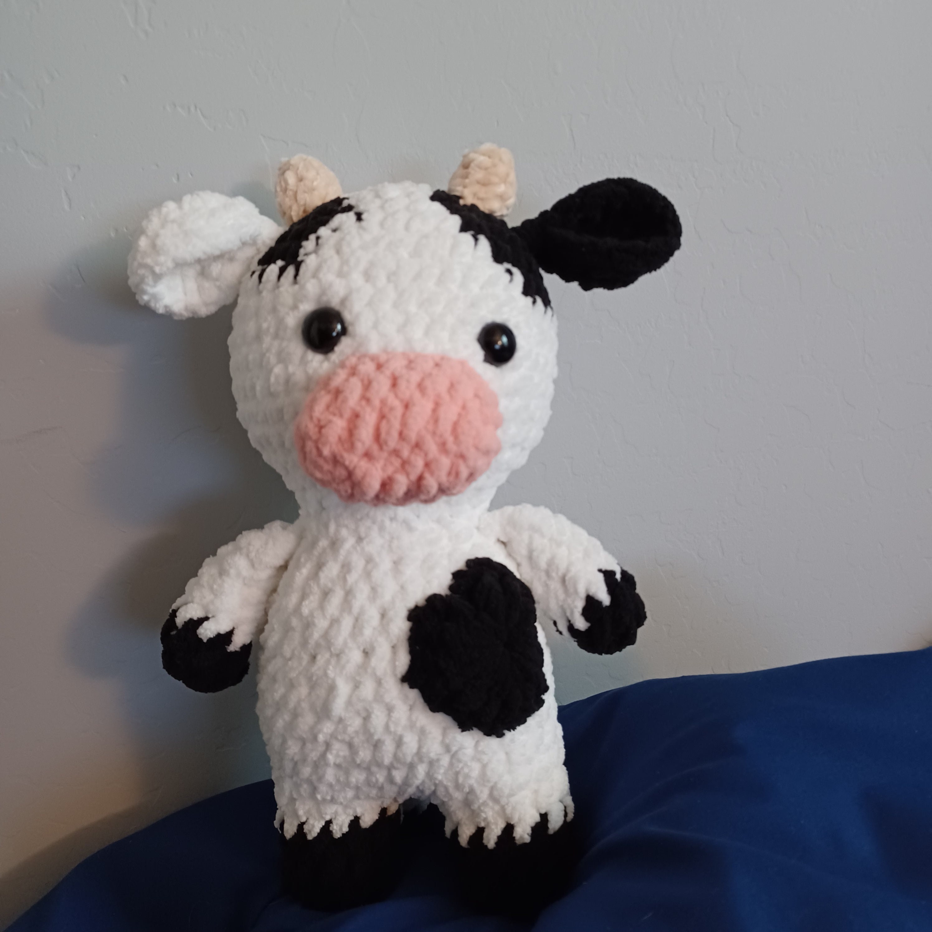 Handmade Soft Cow/ Amigurumi Strawberry Cow/ Animal Plushie/ Snuggle ...