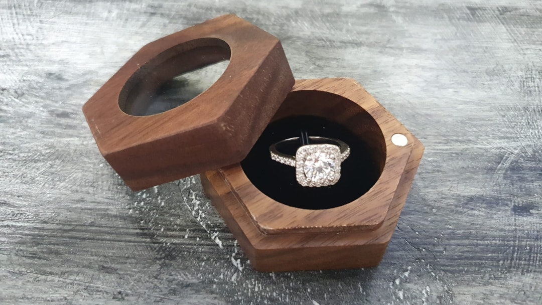 Polygon Round Wooden Ring Box| Wedding Ring Bearer | Engagement Ring ...