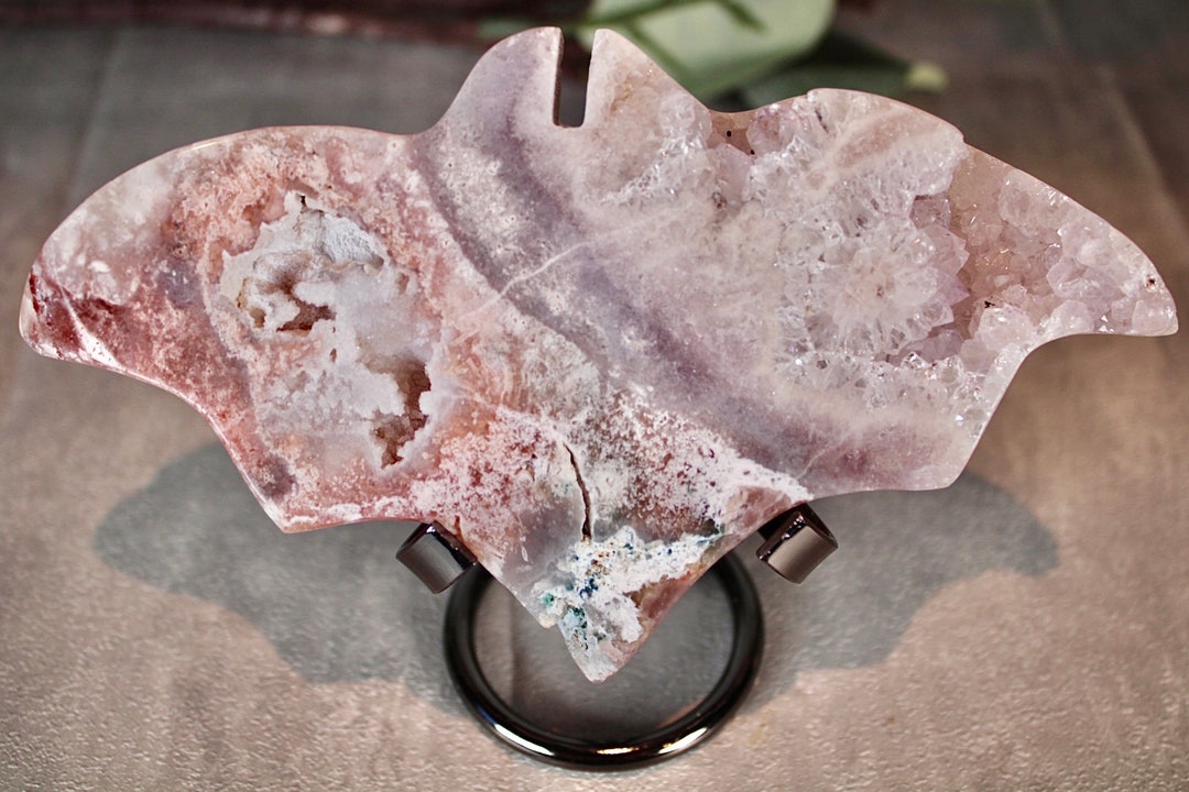 Stunning, High Quality, Multi Coloured, Pink Amethyst Bat Carving 340g ...