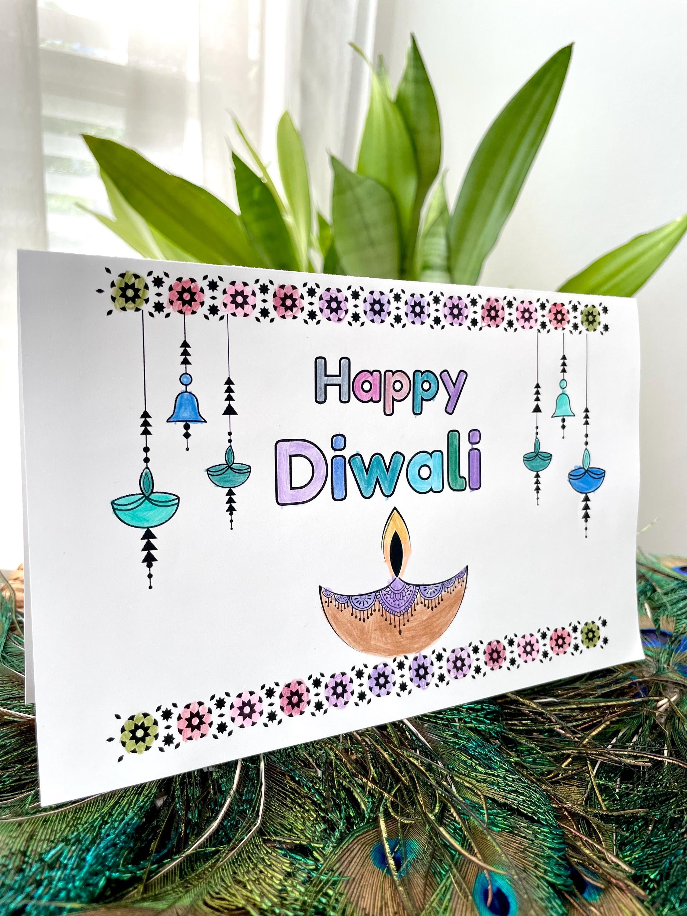 DIY Colour in Diwali Card | Instant Download | Sikh Greeting Card | DIY ...