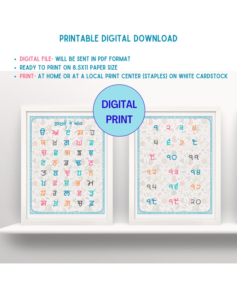 Gurmukhi Alphabet and Numbers | Instant Download | Panjabi Language ...