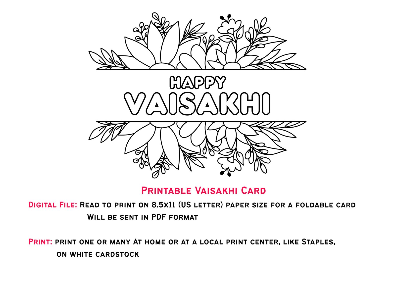 DIY Colour in Vaisakhi Card | Instant Download | Sikh Greeting Card ...