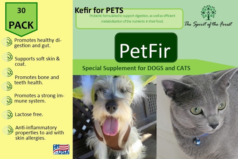 Petfir 30 Pack Kefir Supplement Pets Probiotic Dogs Cats Support Gut ...