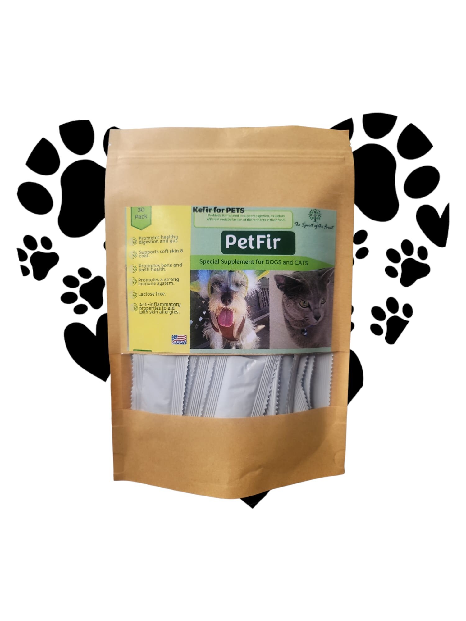 Petfir 30 Pack Kefir Supplement Pets Probiotic Dogs Cats Support Gut ...