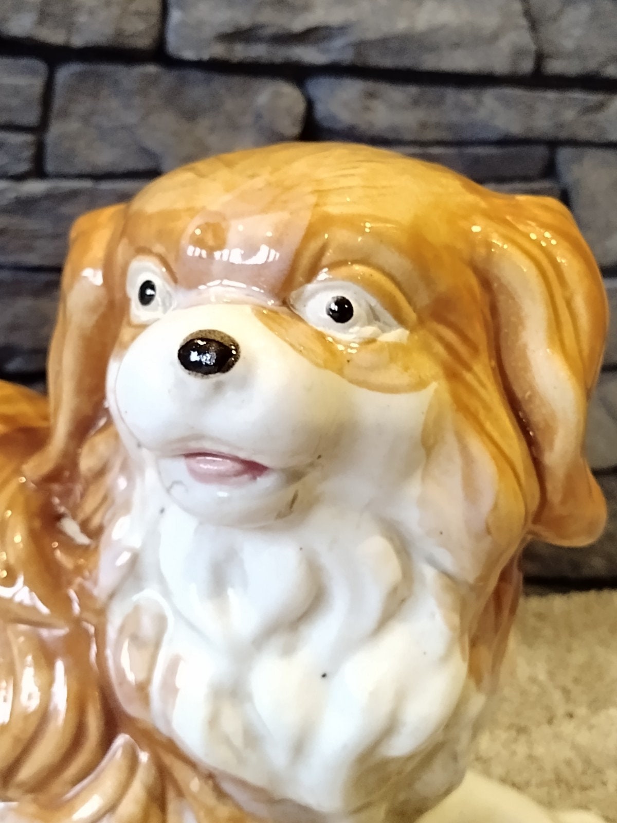 Vintage Ceramic Spaniel Dog / Playful Tibetan Spaniel / King Charles ...