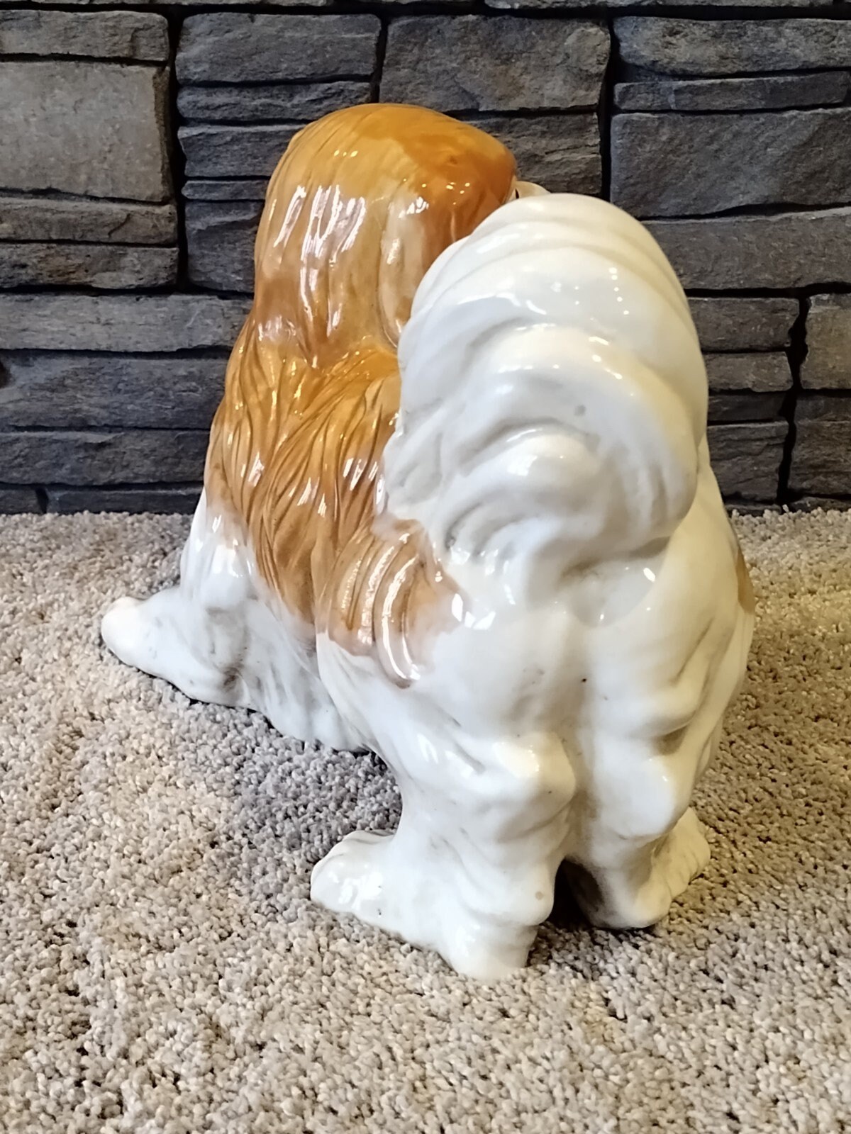 Vintage Ceramic Spaniel Dog / Playful Tibetan Spaniel / King Charles ...