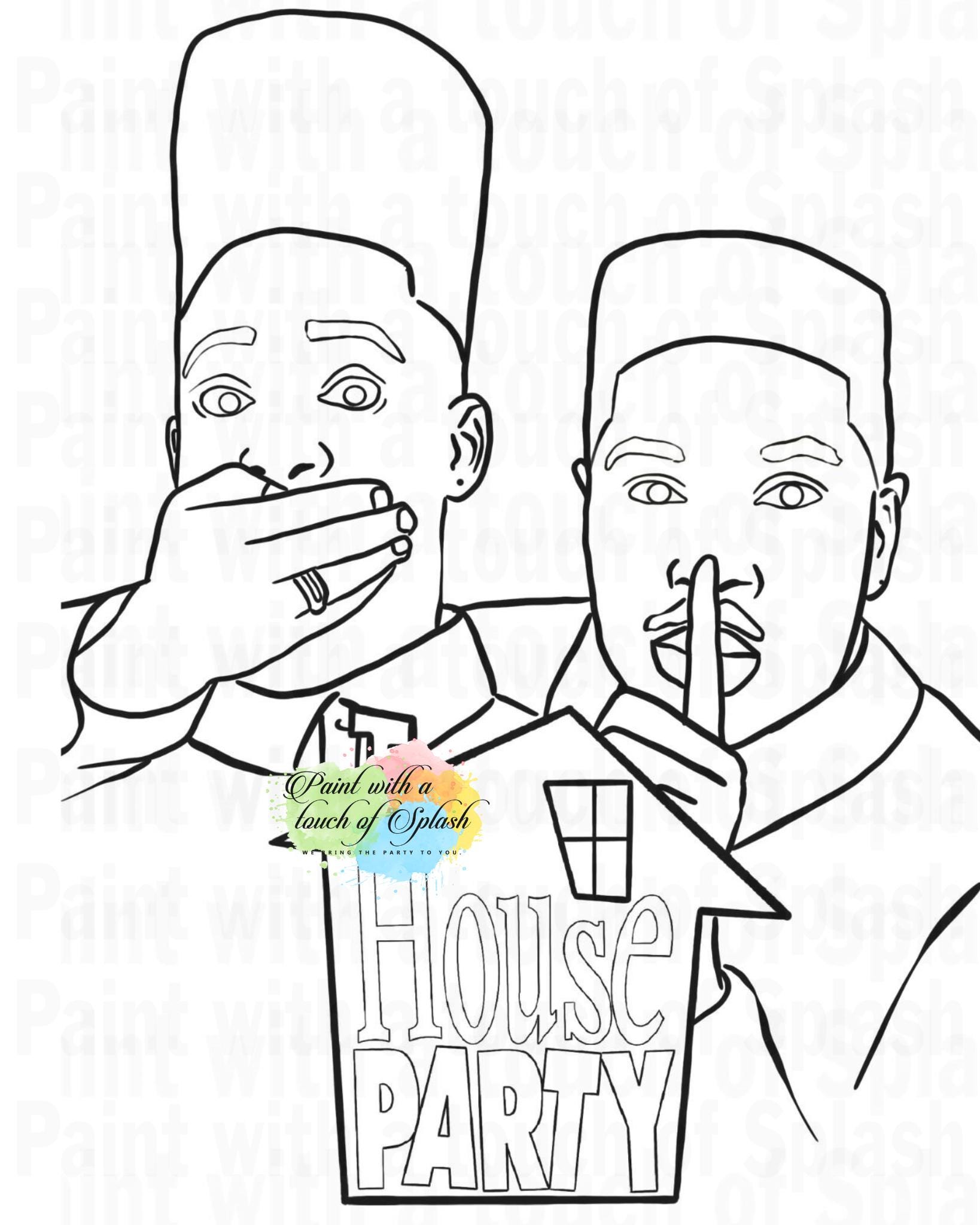 90s House Party Paint Kit: Pre-drawn Canvas, Brushes & Apron - Etsy
