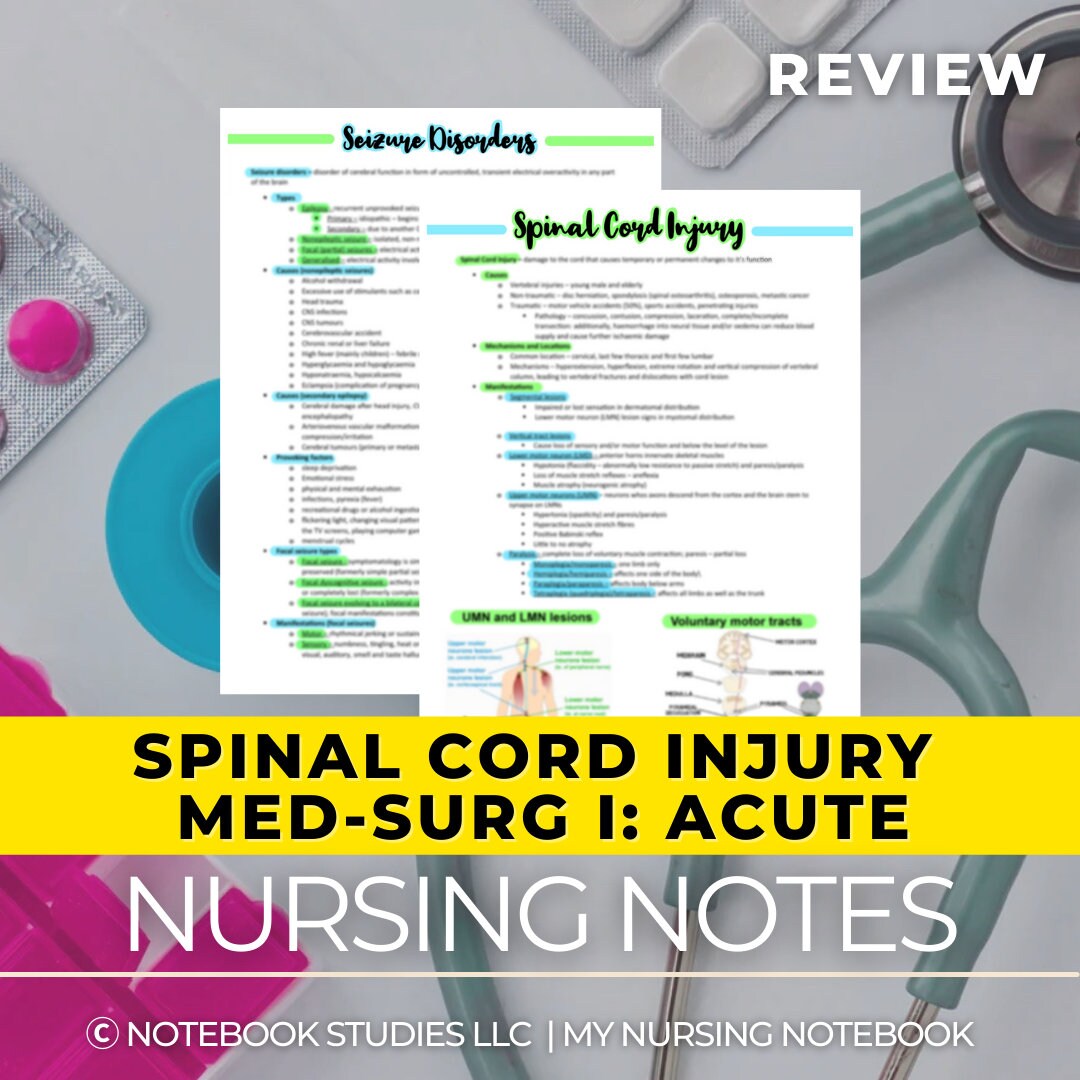 Spinal Cord Injury Seizure Cheat Sheet Nursing Notes Study - Etsy UK